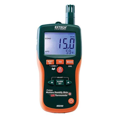 Extech Pinless Moisture Psychrometer + IR Thermometer, -29 to 77°C Air ...