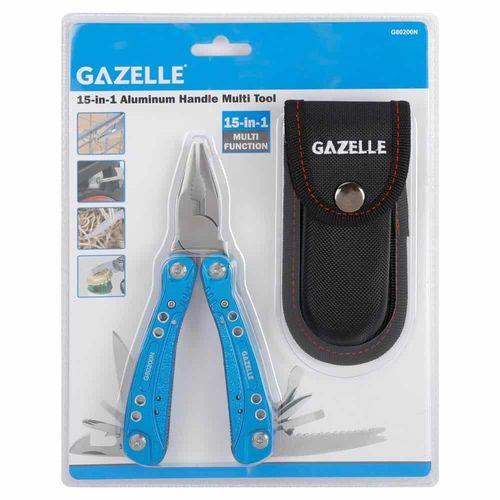 Gazelle 15-in-1 Foldable Multi-tool, Steel Compnents, Aluminium Handle ...